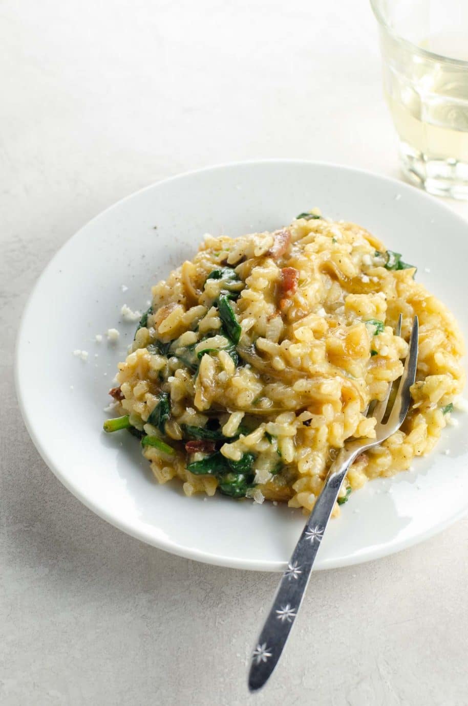 Caramelized Onion, Spinach and Bacon Risotto - Umami Girl