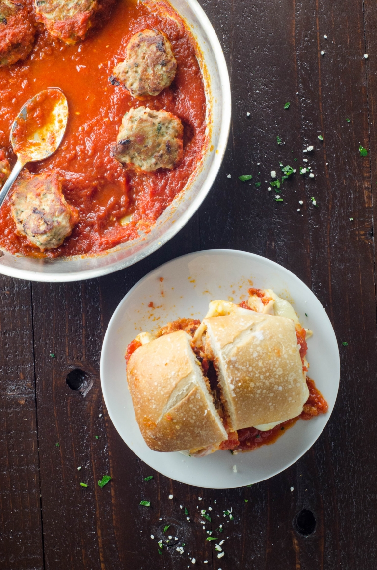 Baked Turkey Meatballs + Italian Turkey Meatball Subs | Umami Girl