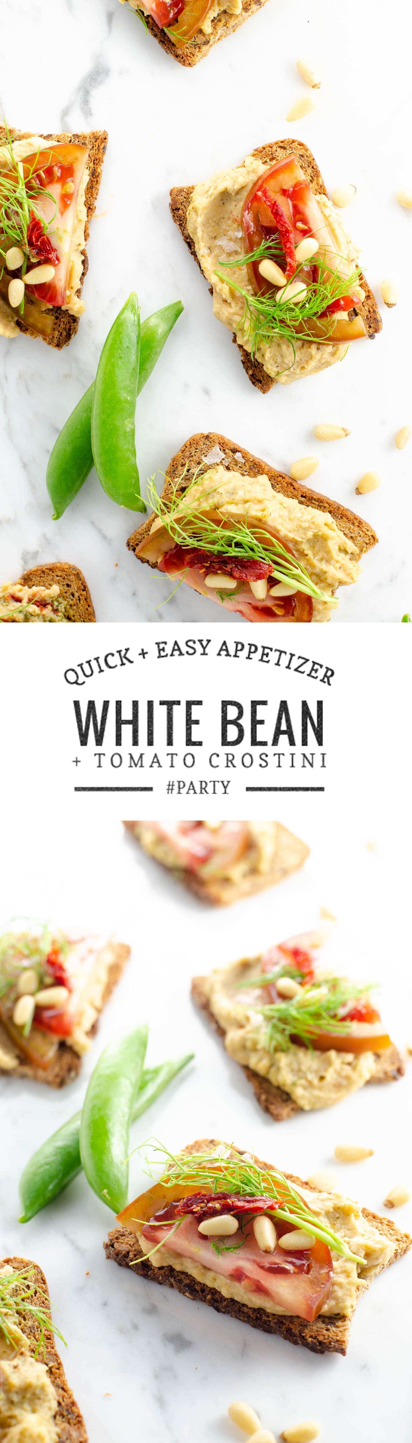 Easy Appetizer Idea: White Bean Crostini with Tomato - Umami Girl