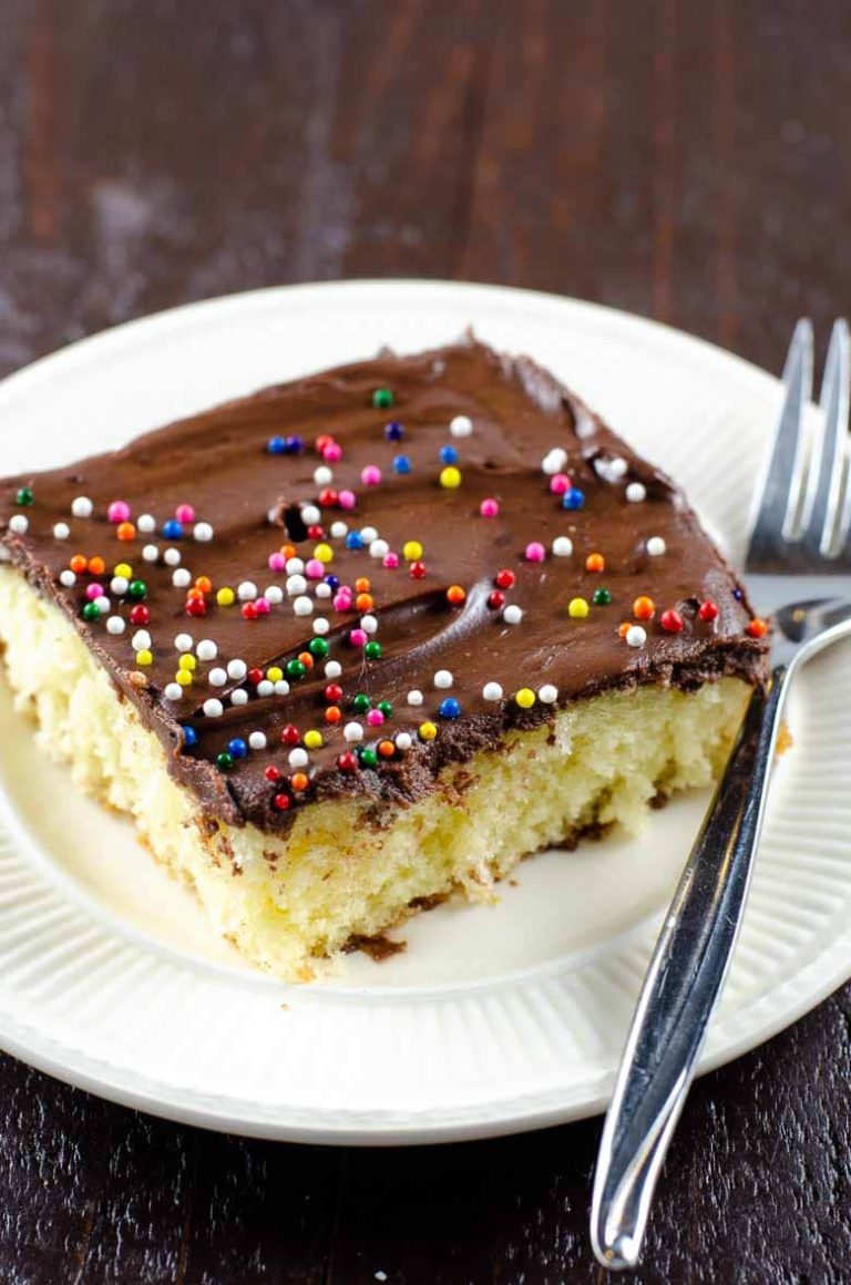 Best Yellow Cake Recipe with Chocolate Frosting - Umami Girl