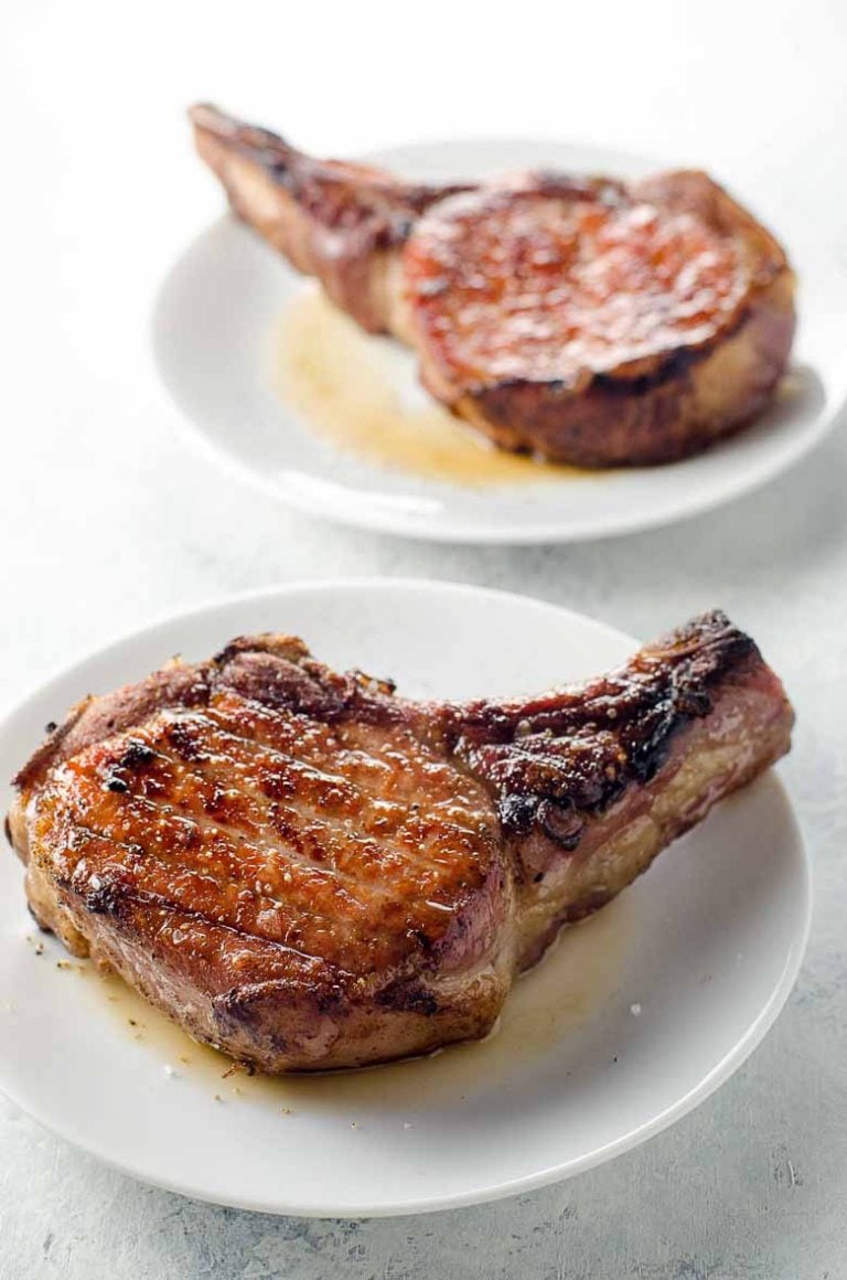 Reverse Sear Pork Chops with Quick Shallot Herb Pan Sauce - Umami Girl