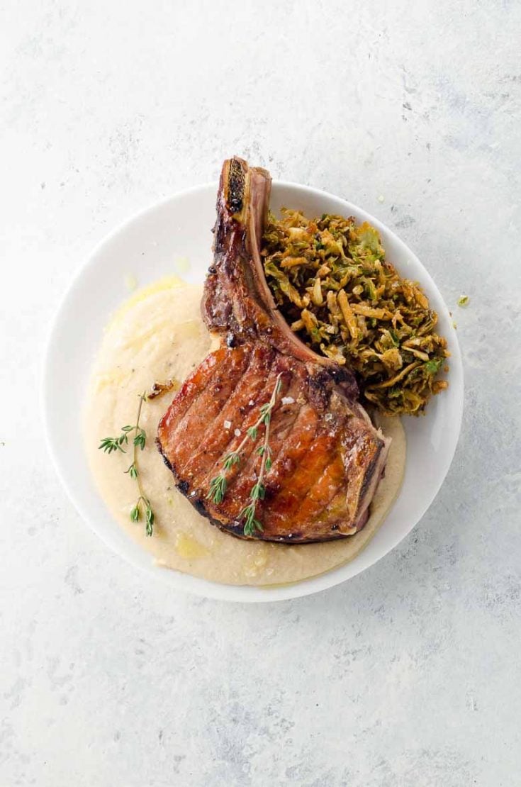 Reverse Sear Pork Chops with Quick Shallot Herb Pan Sauce - Umami Girl