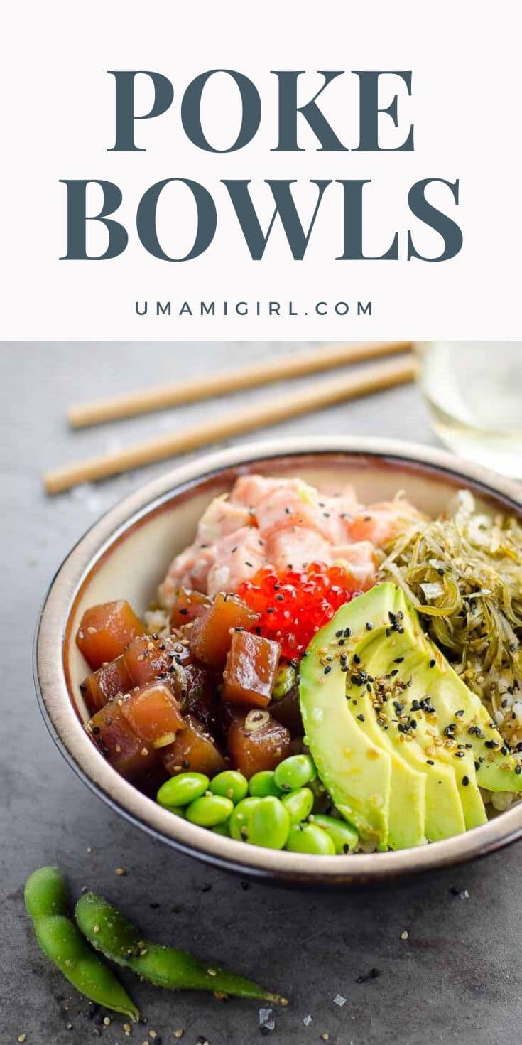 Ahi Tuna Poke Bowl Recipe with Spicy Salmon - Umami Girl