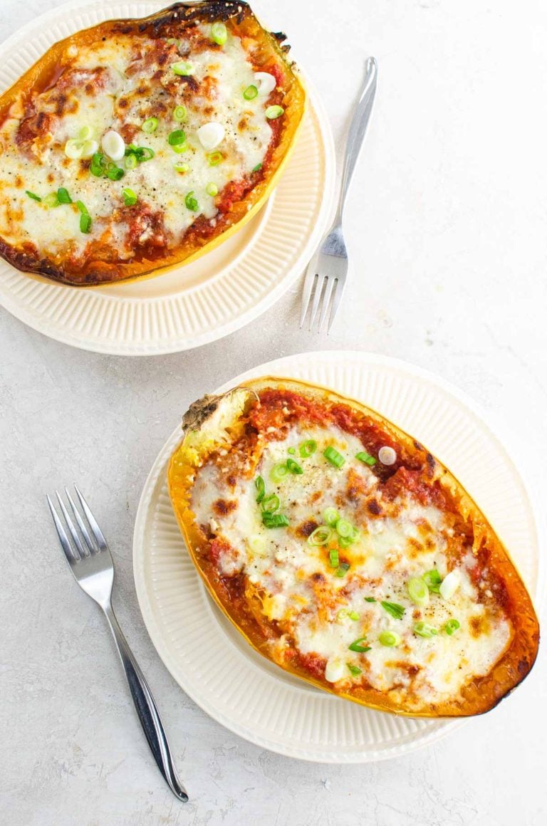 Spaghetti Squash Marinara in Squash Boats - Umami Girl