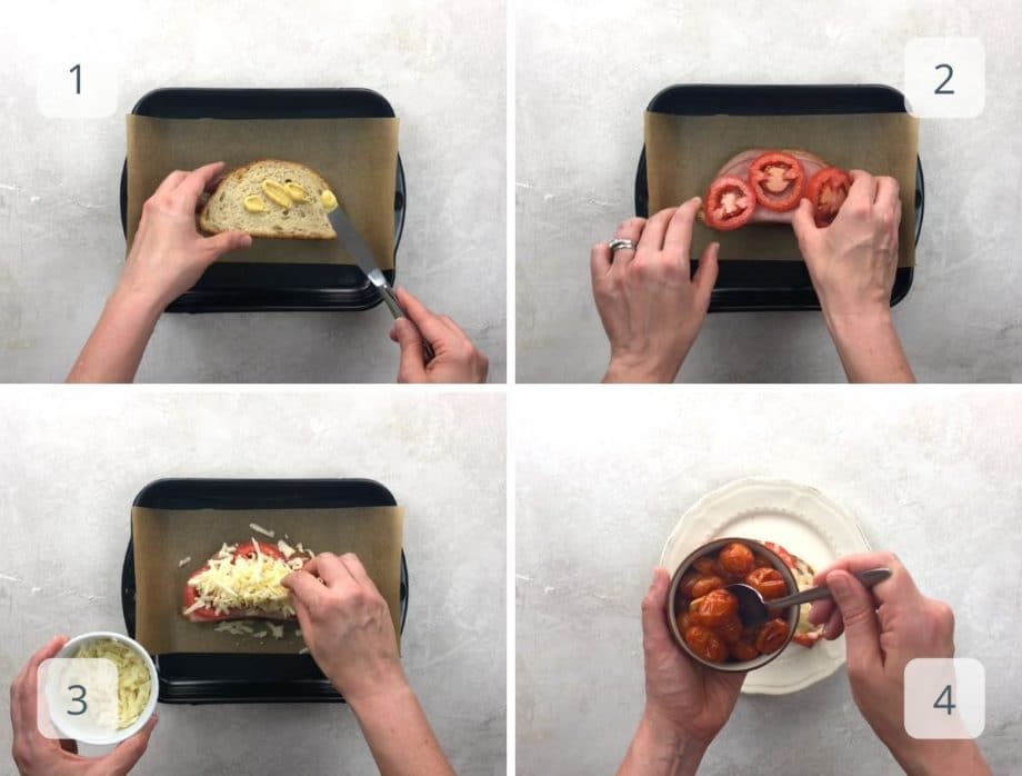 Ultimate Open Face Grilled Cheese with Tomato and Ham - Umami Girl