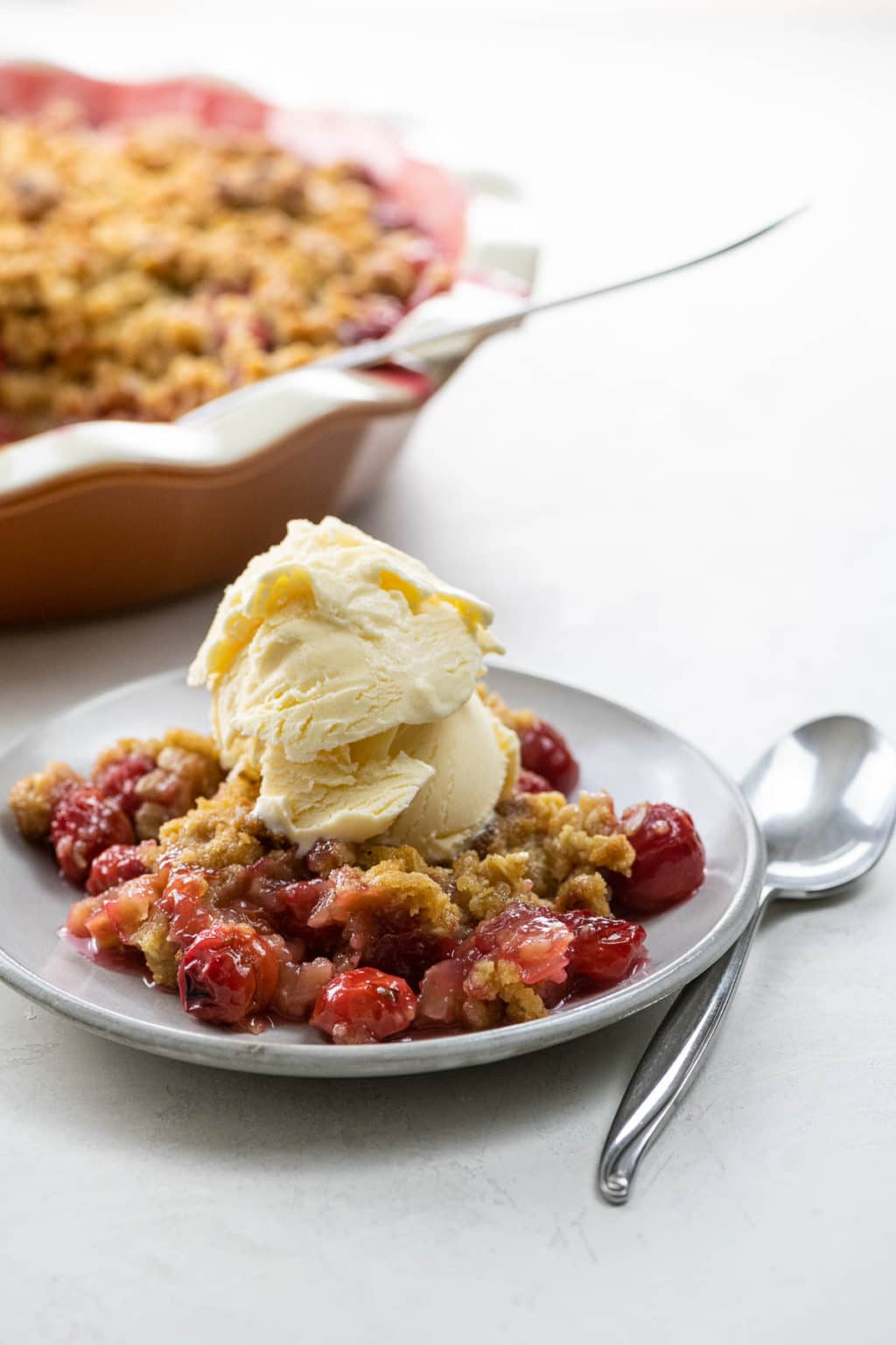 Sour Cherry Crisp (Easy, Make-Ahead Dessert) - Umami Girl