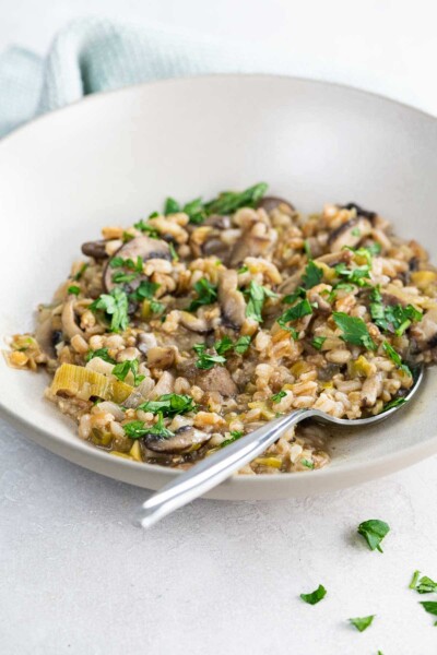 Mushroom Farrotto with Leeks and Chestnuts - Umami Girl