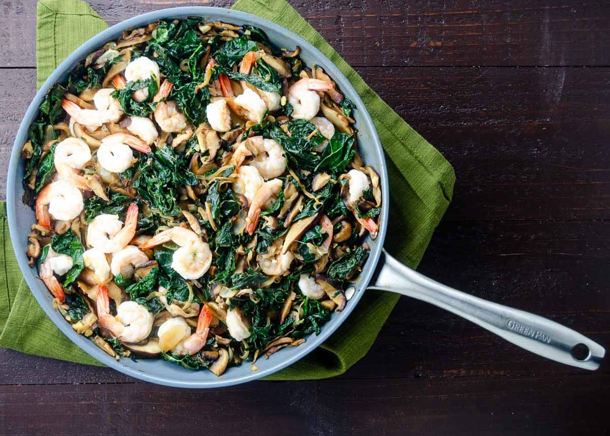 Shrimp Skillet with Shiitake Mushrooms and Kale - Umami Girl