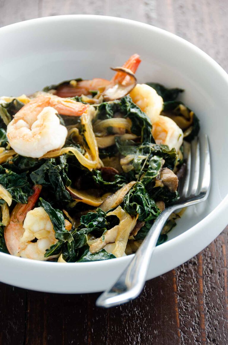 Shrimp Skillet with Shiitake Mushrooms and Kale - Umami Girl