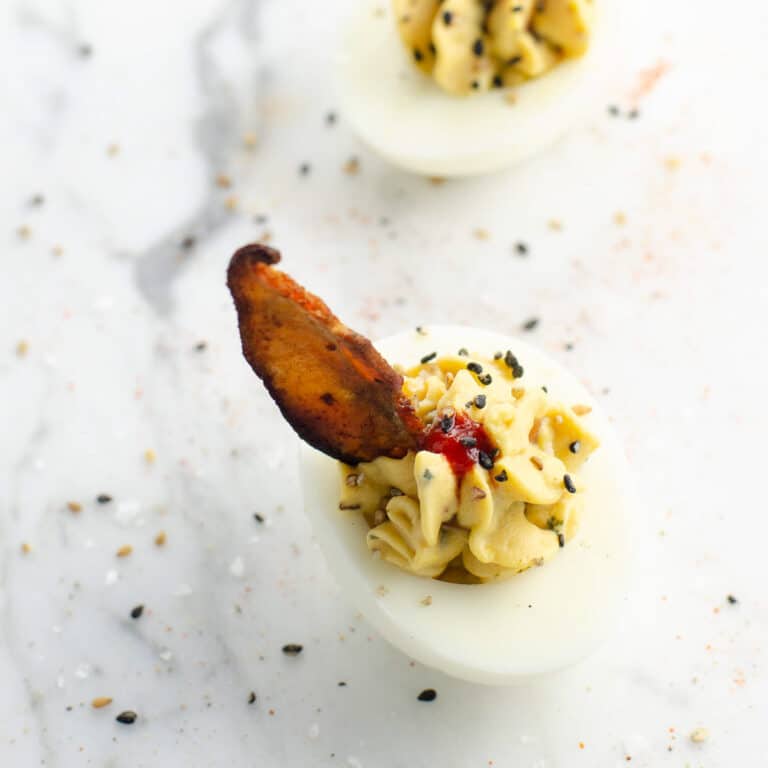 Fancy Deviled Eggs with Caviar and Crème Fraîche - Umami Girl