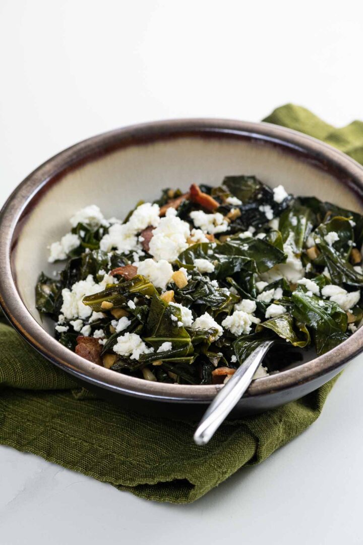 Cooking Greens with Bacon and Feta - Umami Girl